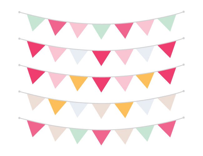 Spring Pink Orange & Mint Bunting Banner Clip Art Set PNG | Etsy