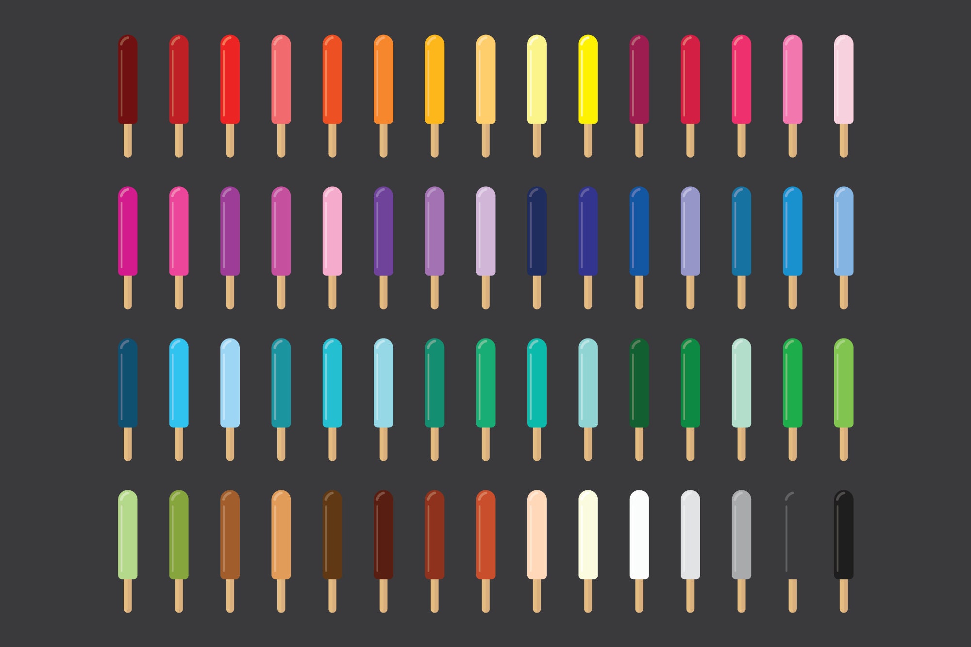 Popsicles & Ice Pops Clip Art Set, PNG, SVG, VECTOR, Dessert Clipart ...