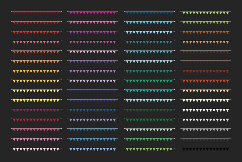 Single Color Triangle Banner Clip Art Set PNG SVG VECTOR | Etsy