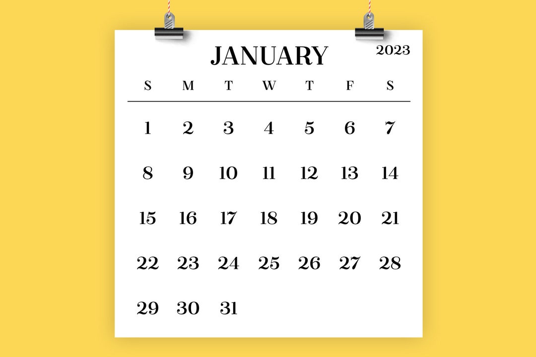 Buy SALE Large Number Square 2023 Calendar INSTANT DOWNLOAD Simple ...