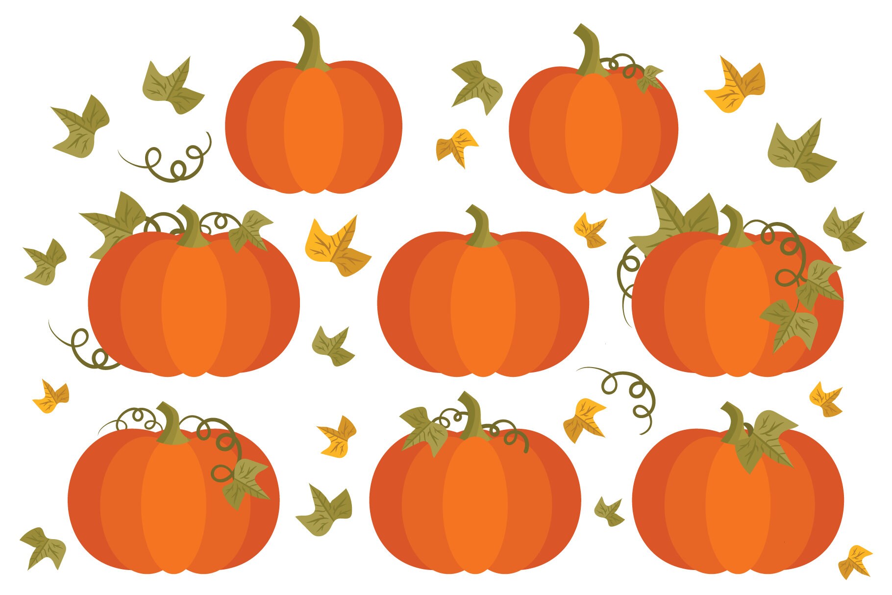 Fall Pumpkins Clip Art Set, PNG, SVG, VECTOR, Carved Pumpkin, Halloween ...
