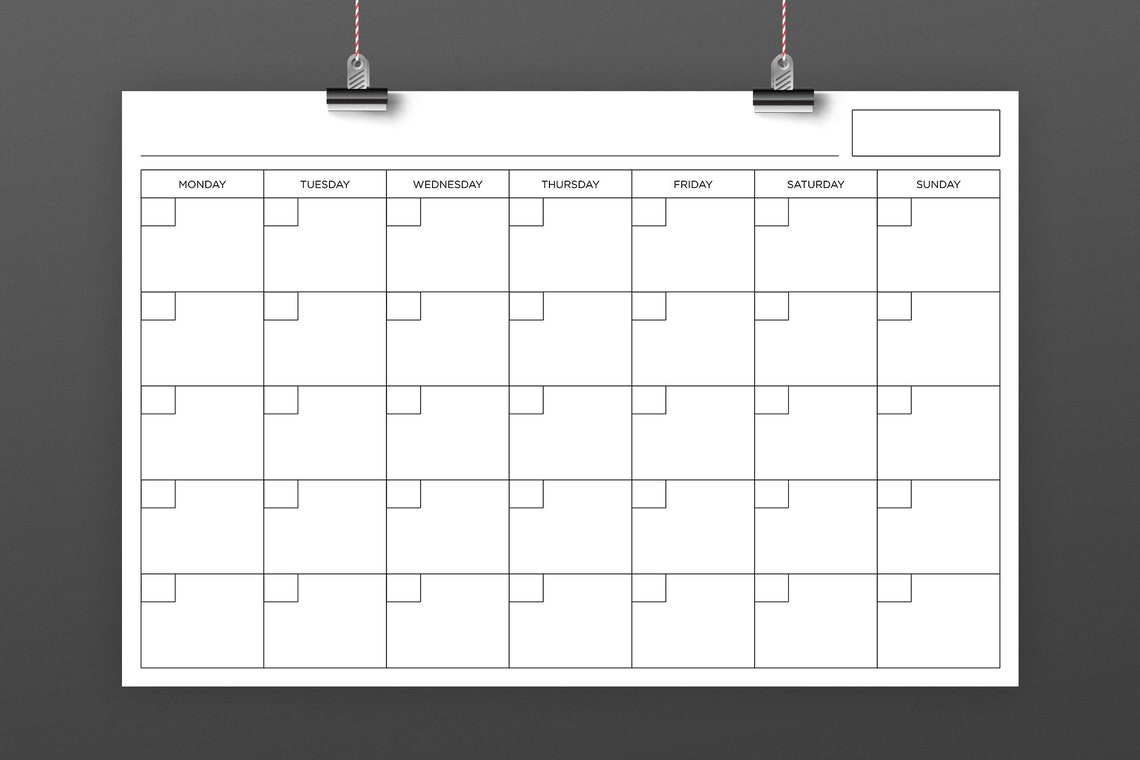 Modèle de page de calendrier vierge 24 x 36 pouces - Etsy Canada