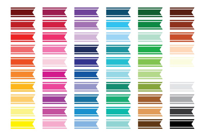 Half Ribbon Solid & Stripe Clip Art, PNG, SVG, VECTOR, Banner Set, Flat ...