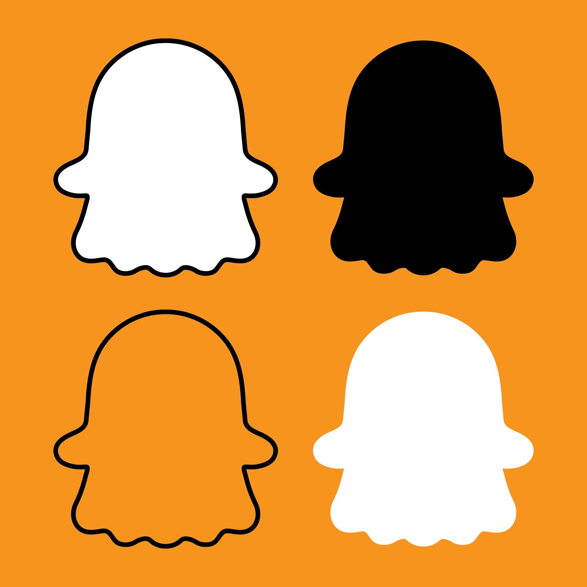 Halloween Cute Ghost Clip Art Set, PNG, SVG, VECTOR, Simple Smiling ...
