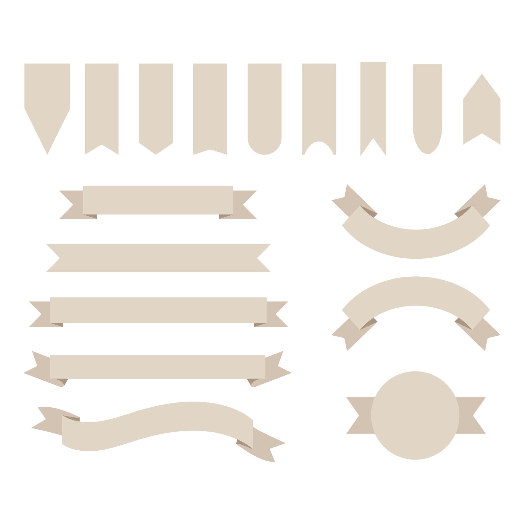 Tan Brown Badge & Banner Clip Art Set, PNG, SVG, VECTOR, Label Clipart ...