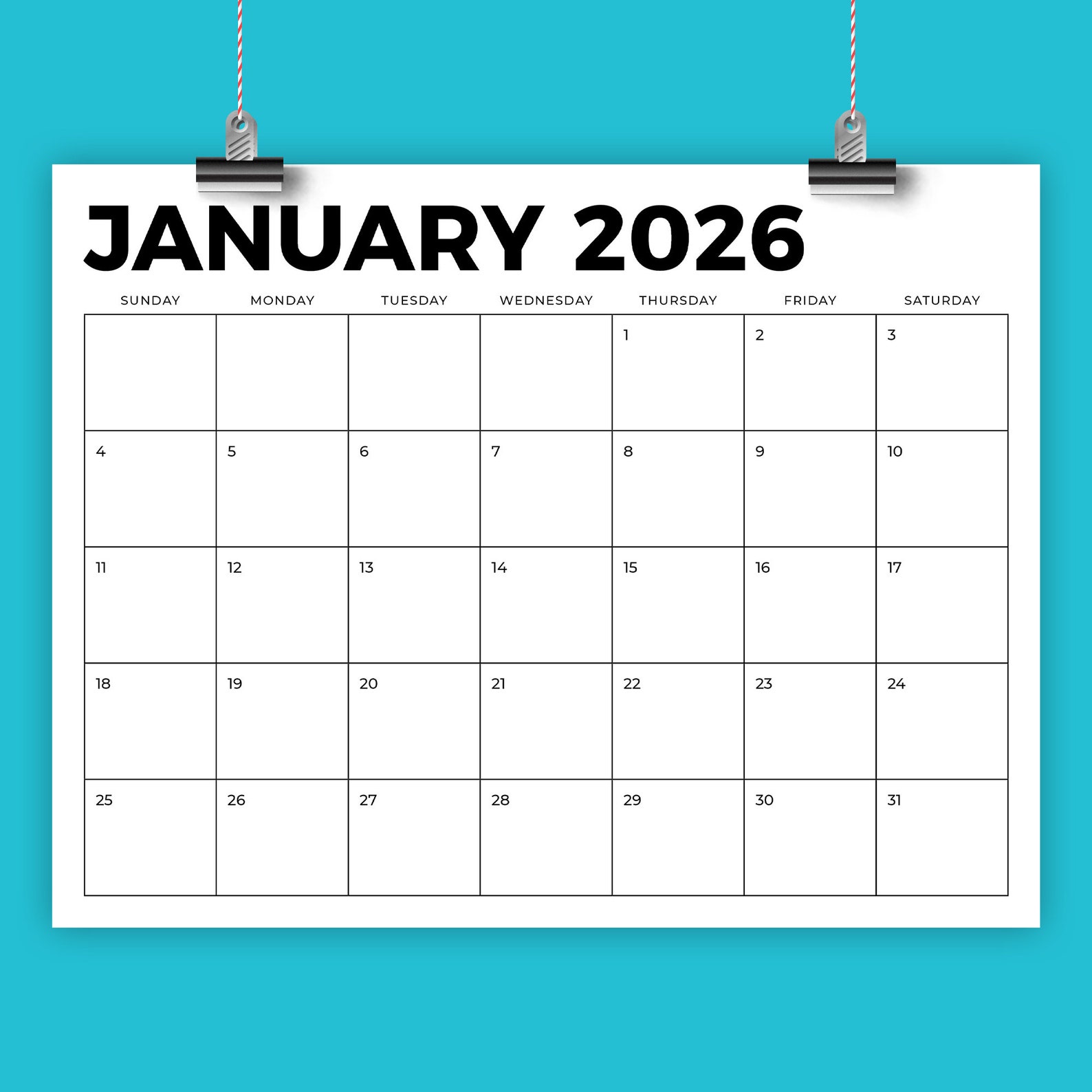 SALE 2026 8.5 X 11 Inch Calendar Template | INSTANT DOWNLOAD | Modern ...