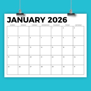 2026 8.5 X 11 Inch Calendar Template | INSTANT DOWNLOAD | Modern Bold ...