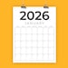 SALE 2026 Vertical 8.5 X 11 Inch Calendar Template | INSTANT DOWNLOAD ...
