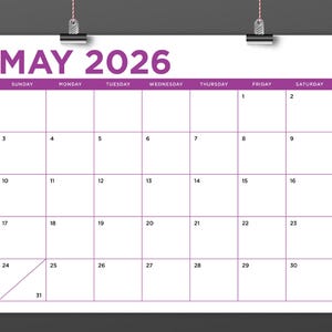 2026 8.5 X 11 Inch COLOR Calendar Template | INSTANT DOWNLOAD | Modern ...