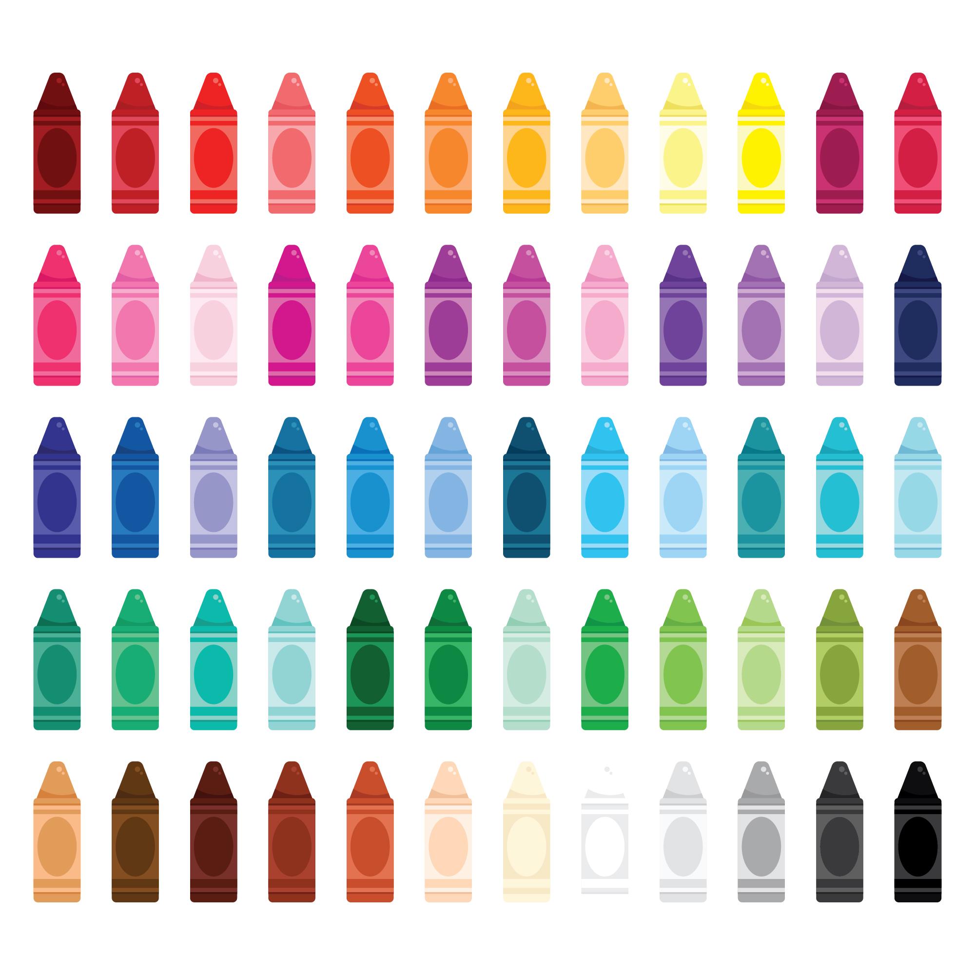 Chunky Crayon Clip Art Set, PNG, SVG, VECTOR, Back to School, Teacher ...