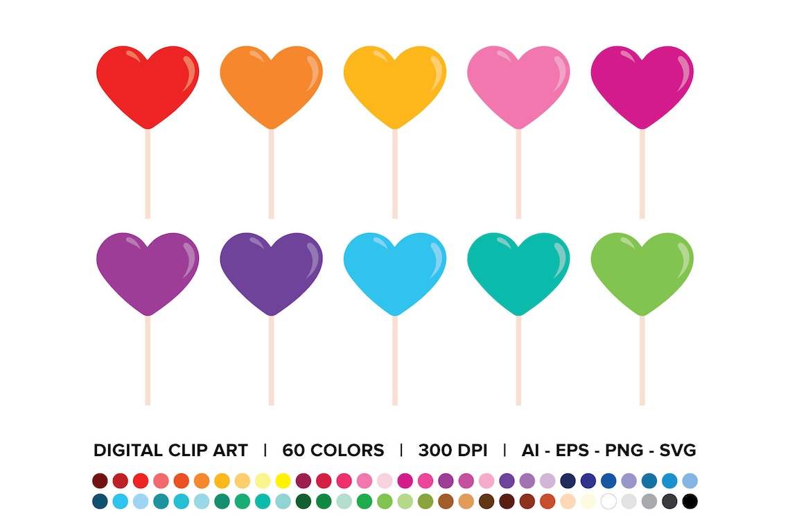 Heart Lollipops Clipart, PNG, SVG, VECTOR, Valentine Candy, Candy ...