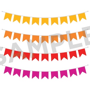 Flag Bunting Banner Clip Art Set, PNG, SVG, VECTOR, Party Banner ...