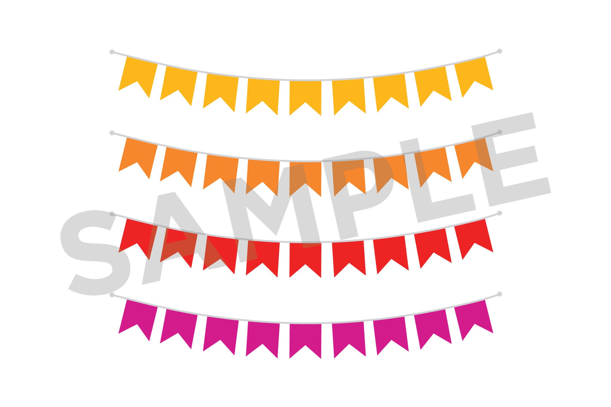 Flag Bunting Banner Clip Art Set, PNG, SVG, VECTOR, Party Banner ...