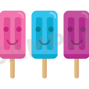 Ice Pops Clip Art Set, PNG, SVG, VECTOR, Cartoon, Happy Face ...