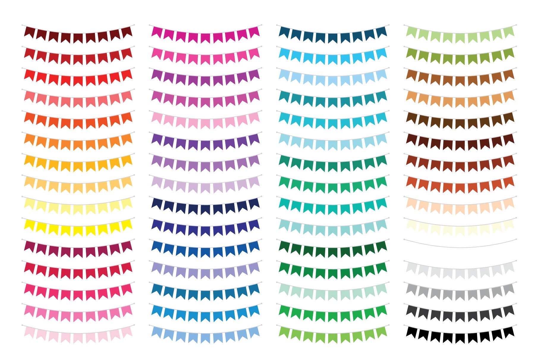 Flag Bunting Banner Clip Art Set PNG SVG VECTOR Color String - Etsy UK