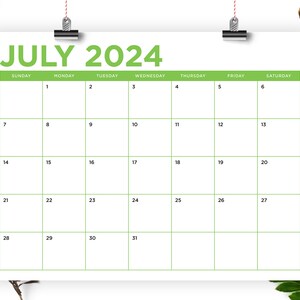 8.5 X 11 Inch COLOR 2024 Calendar Template INSTANT DOWNLOAD Modern Bold ...