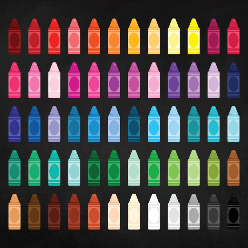 Chunky Crayon Clip Art Set, PNG, SVG, VECTOR, Back to School, Teacher ...