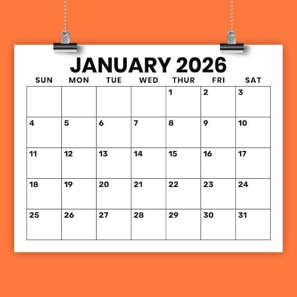 Large Font Calendar 2026 - Etsy