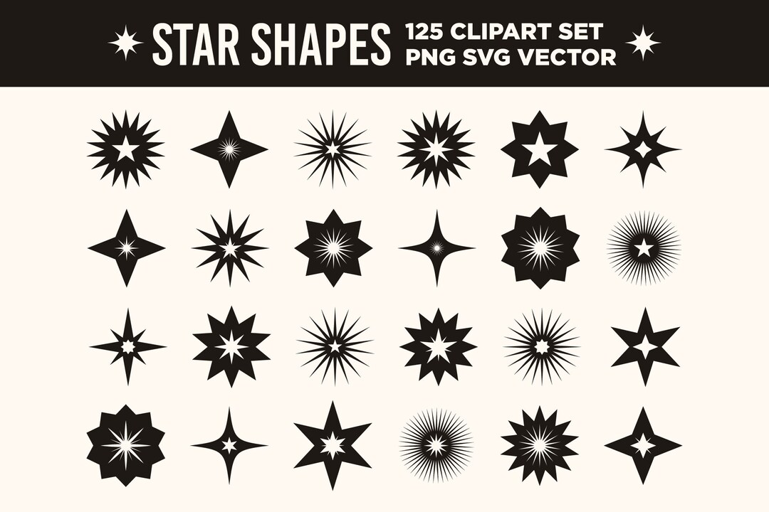 Star Shape Clip Art Collection, PNG, SVG, VECTOR, Star Symbol, Star Set ...