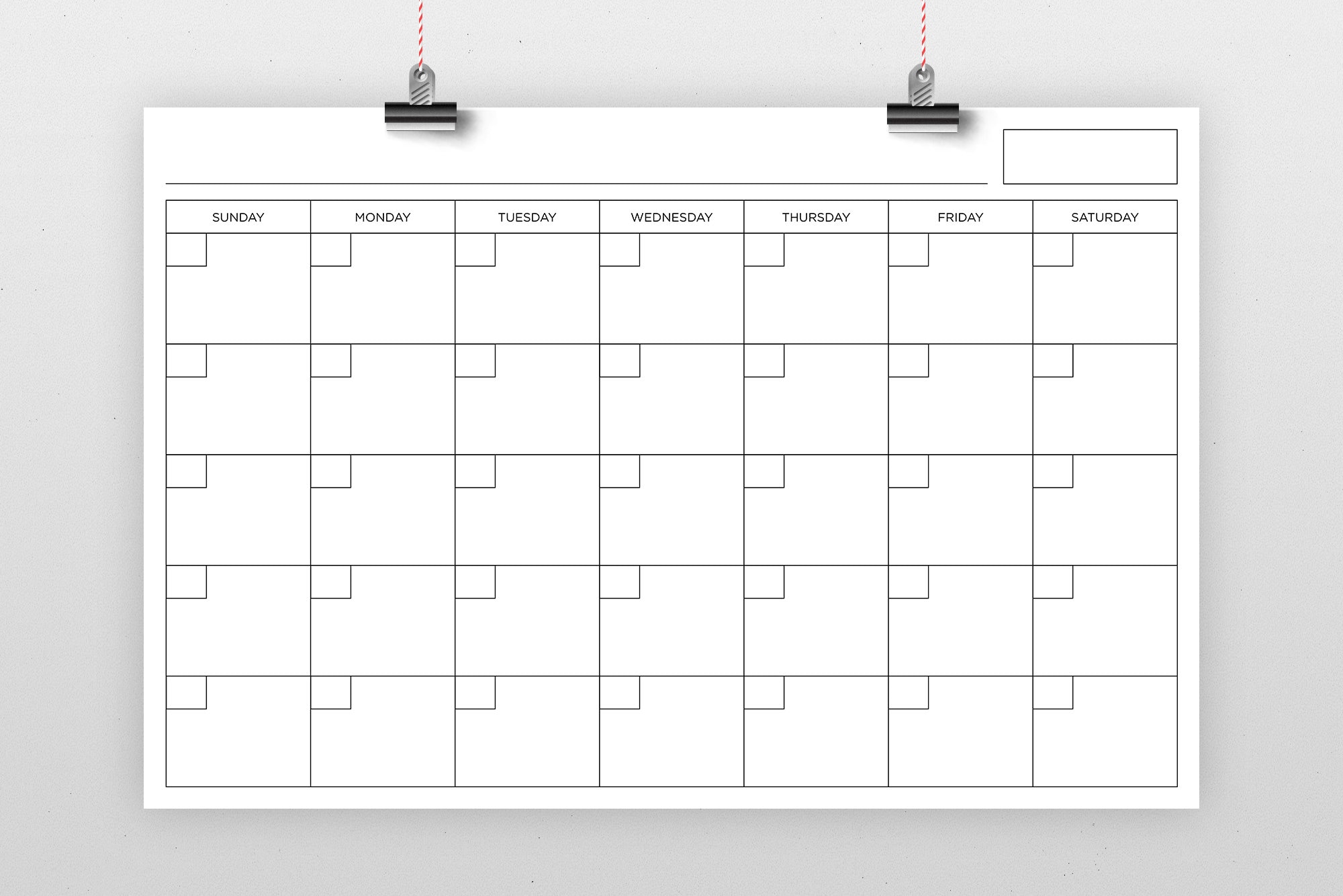 24x36 Inch Blank Calendar, 24" X 36" Calendar Template, Printable ...