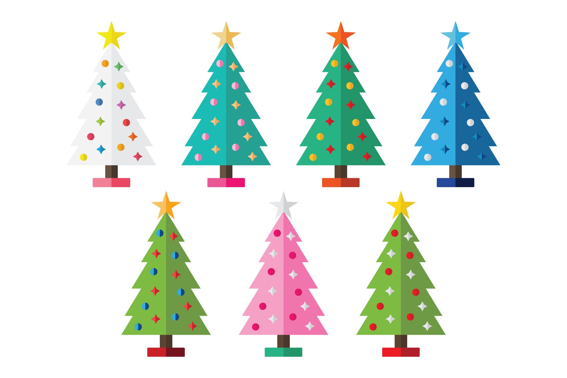Christmas Tree Party Clip Art Set PNG SVG VECTOR Colorful - Etsy