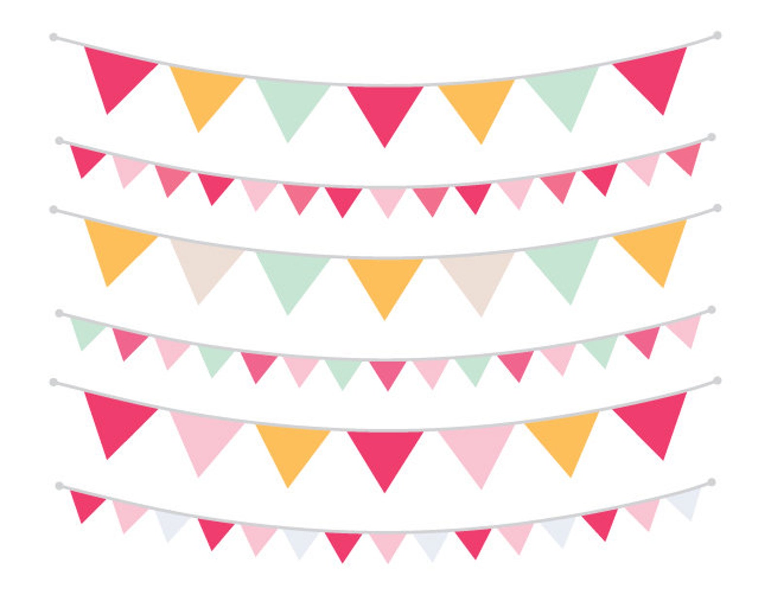 Spring Pink Orange & Mint Bunting Banner Clip Art Set PNG - Etsy