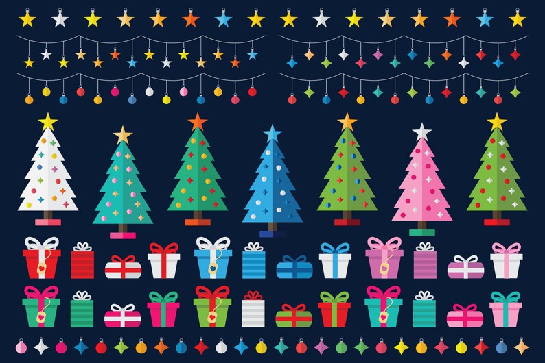 SALE Christmas Tree Party Clip Art Set, PNG, SVG, Vector, Christmas ...