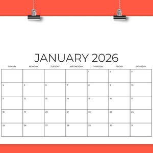 SALE 2026 8.5 X 11 Inch Calendar Template | INSTANT DOWNLOAD | Modern ...
