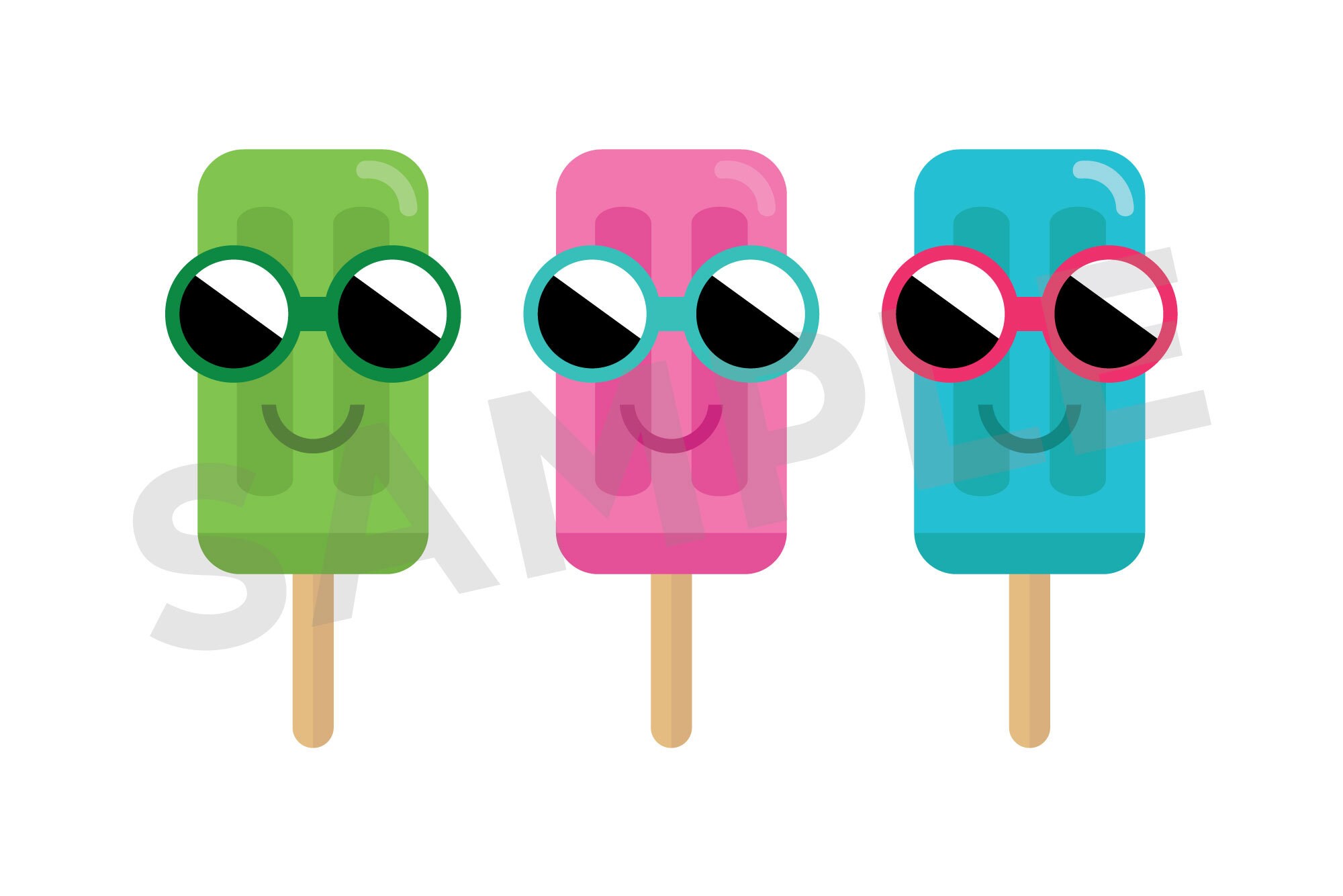 Ice Pops Clip Art Set, PNG, SVG, VECTOR, Cartoon, Happy Face ...