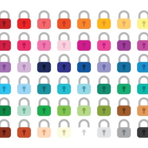 Lock & Key Clip Art Set, PNG, SVG, VECTOR, Padlock, Open Lock, Closed ...