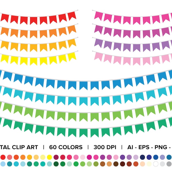 Bunting Clip Art Set - Etsy