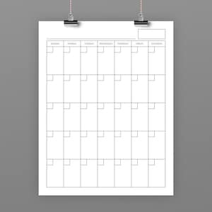 8.5x11 Inch Vertical Blank Calendar, 8.5" X 11" Printable Calendar ...