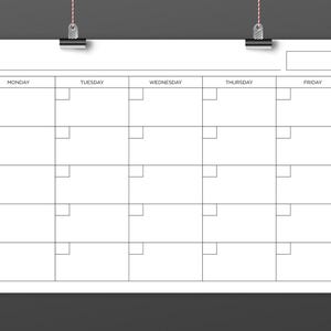 11x17 Inch MONDAY to FRIDAY Blank Calendar, 11" X 17" Printable ...