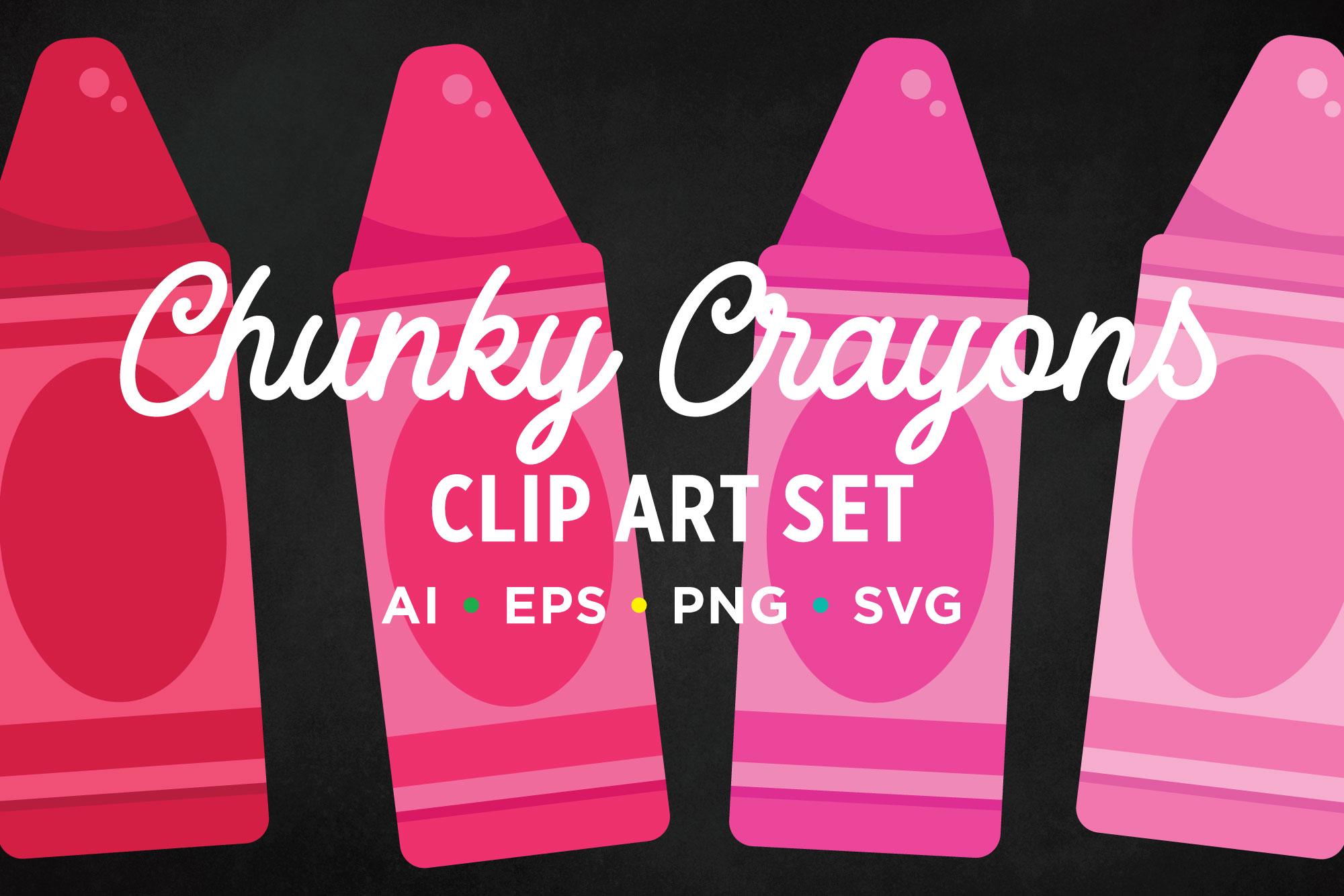 Chunky Crayon Clip Art Set, PNG, SVG, VECTOR, Back to School, Teacher ...