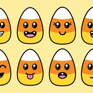 Cute Halloween Candy Corn Clip Art Set, PNG, SVG, VECTOR, Kawaii ...