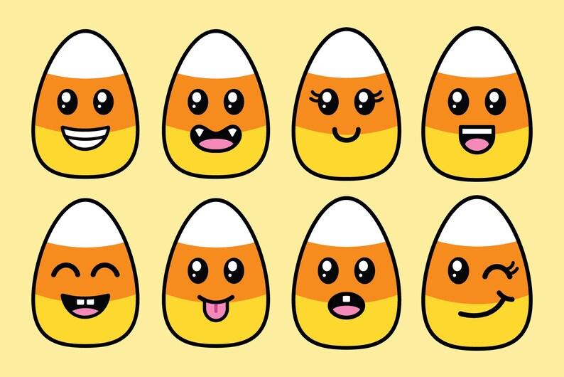 Cute Halloween Candy Corn Clip Art Set, PNG, SVG, VECTOR, Kawaii ...
