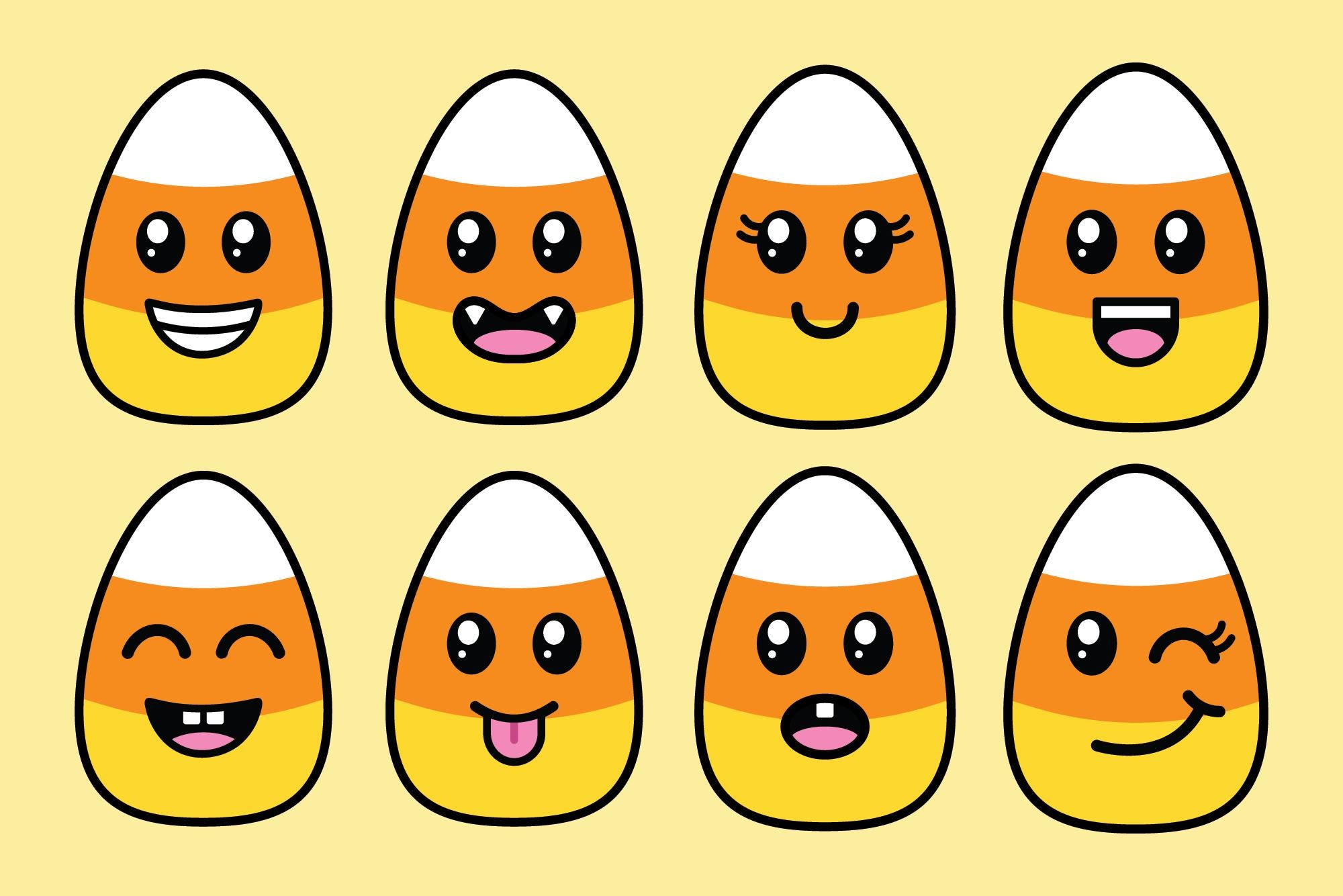 Cute Halloween Candy Corn Clip Art Set, PNG, SVG, VECTOR, Kawaii ...