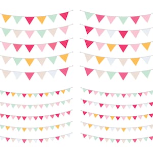 Spring Pink Orange & Mint Bunting Banner Clip Art Set, PNG, SVG, VECTOR ...