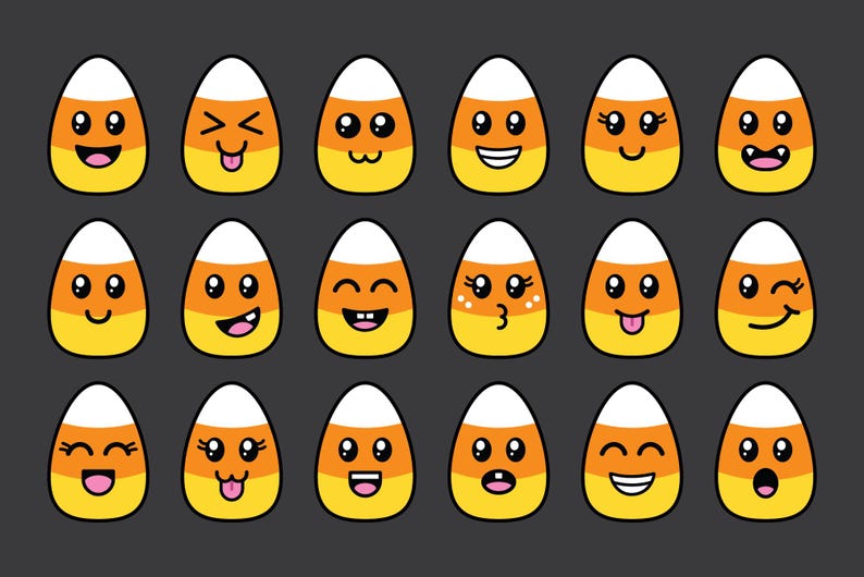 Cute Halloween Candy Corn Clip Art Set, PNG, SVG, VECTOR, Kawaii ...