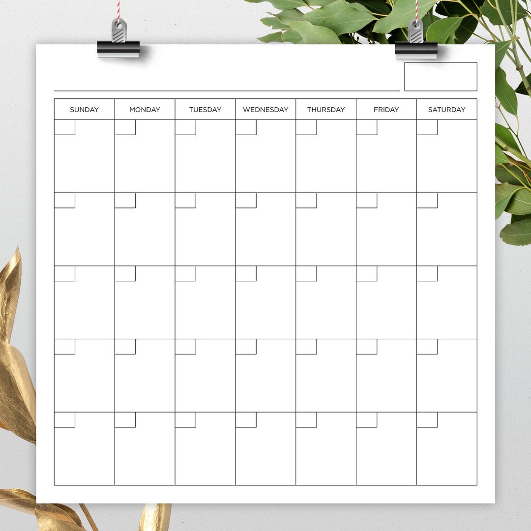 16x16 Inch Square Blank Calendar, 16" X 16" Printable Calendar ...