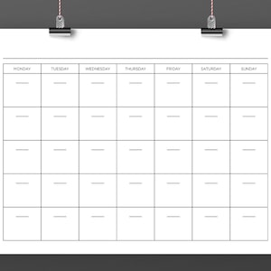 8.5x11 Inch Blank Calendar, 8.5" X 11" Printable Calendar, Calendar ...