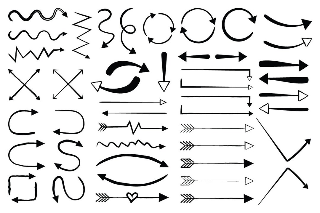 Arrows and Arrows Clip Art Set, PNG, SVG, VECTOR, Black Arrows, White ...