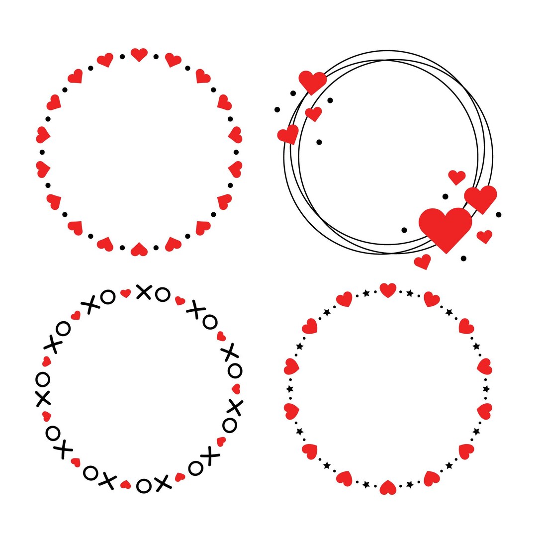 Heart Valentine Frame Clip Art Set, PNG, SVG, VECTOR, Valentine's Day ...