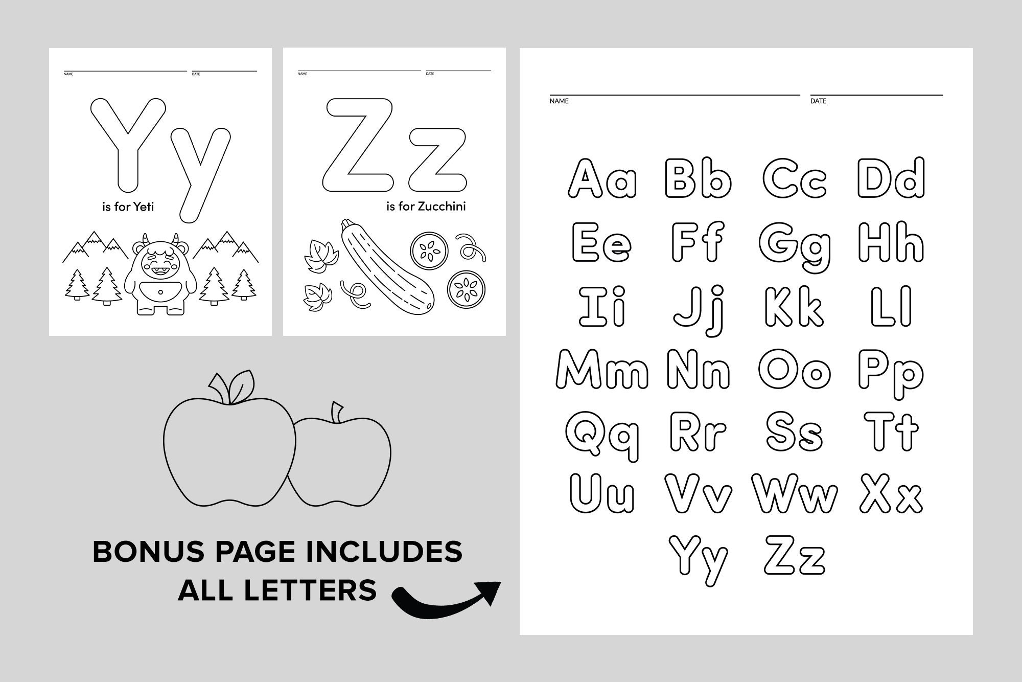Alphabet Coloring Pages Printable Worksheets Preschool - Etsy