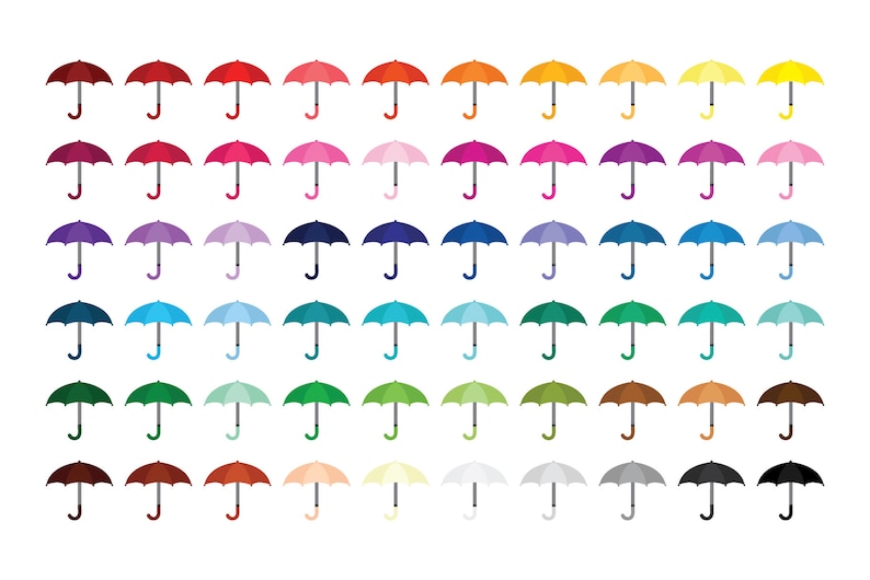 Umbrella Clip Art Set, PNG, SVG, VECTOR, Rainy Day Clip Art, Parasol ...