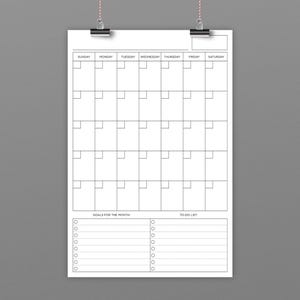 24x36 Inch Vertical Blank Calendar, Planner Calendar, 24" X 36 ...