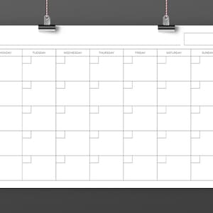 11x17 Inch Blank Calendar, 11" X 17" Printable Calendar, Calendar ...