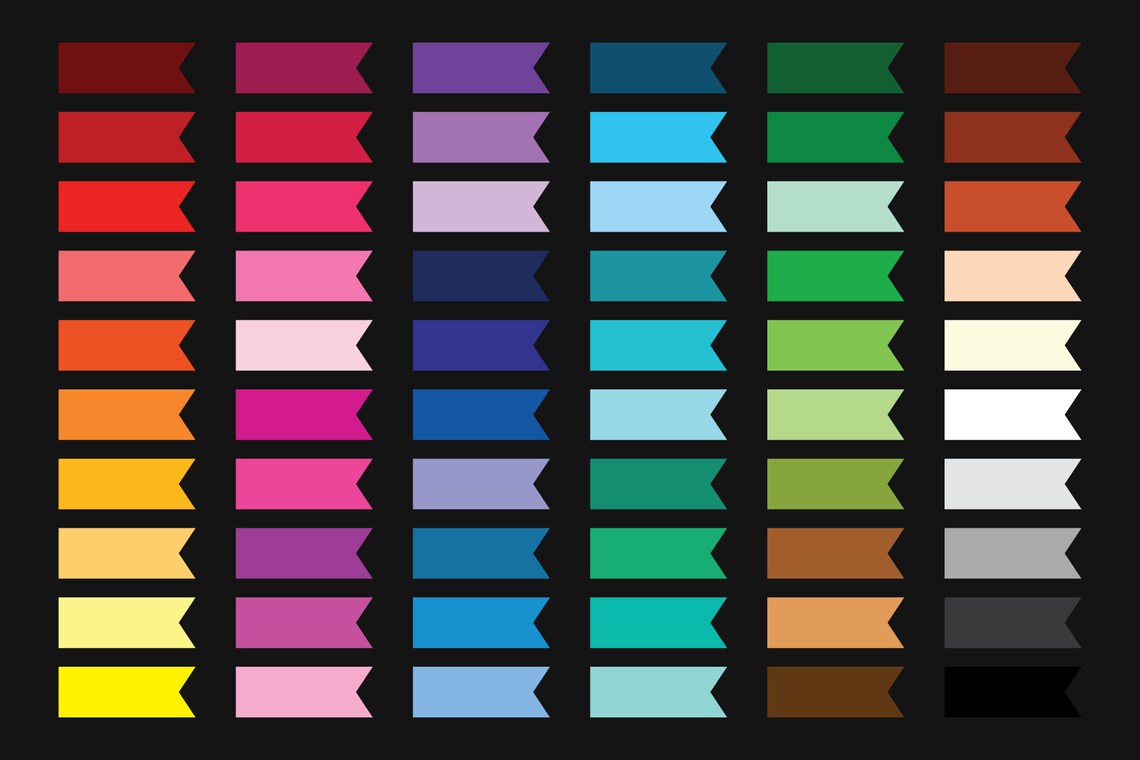 Half Ribbon Solid & Stripe Clip Art PNG SVG VECTOR Flat | Etsy