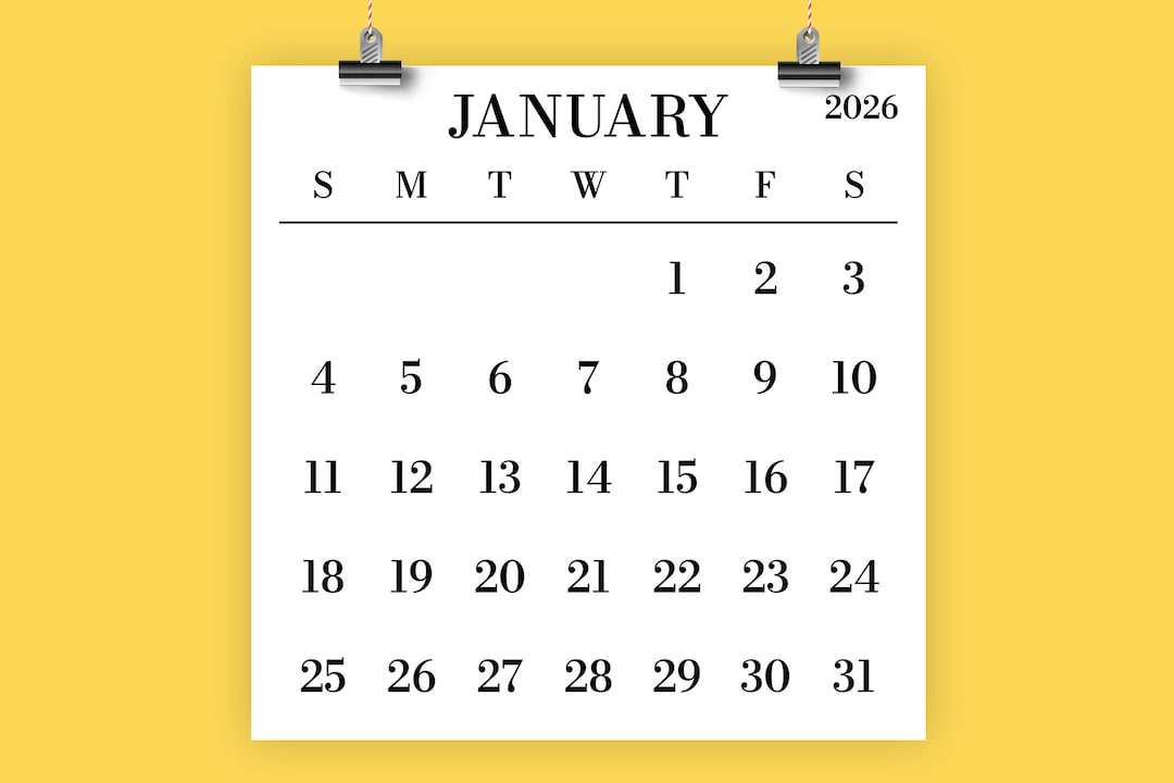 SALE 2026 Large Number Square Calendar | INSTANT DOWNLOAD | Simple ...