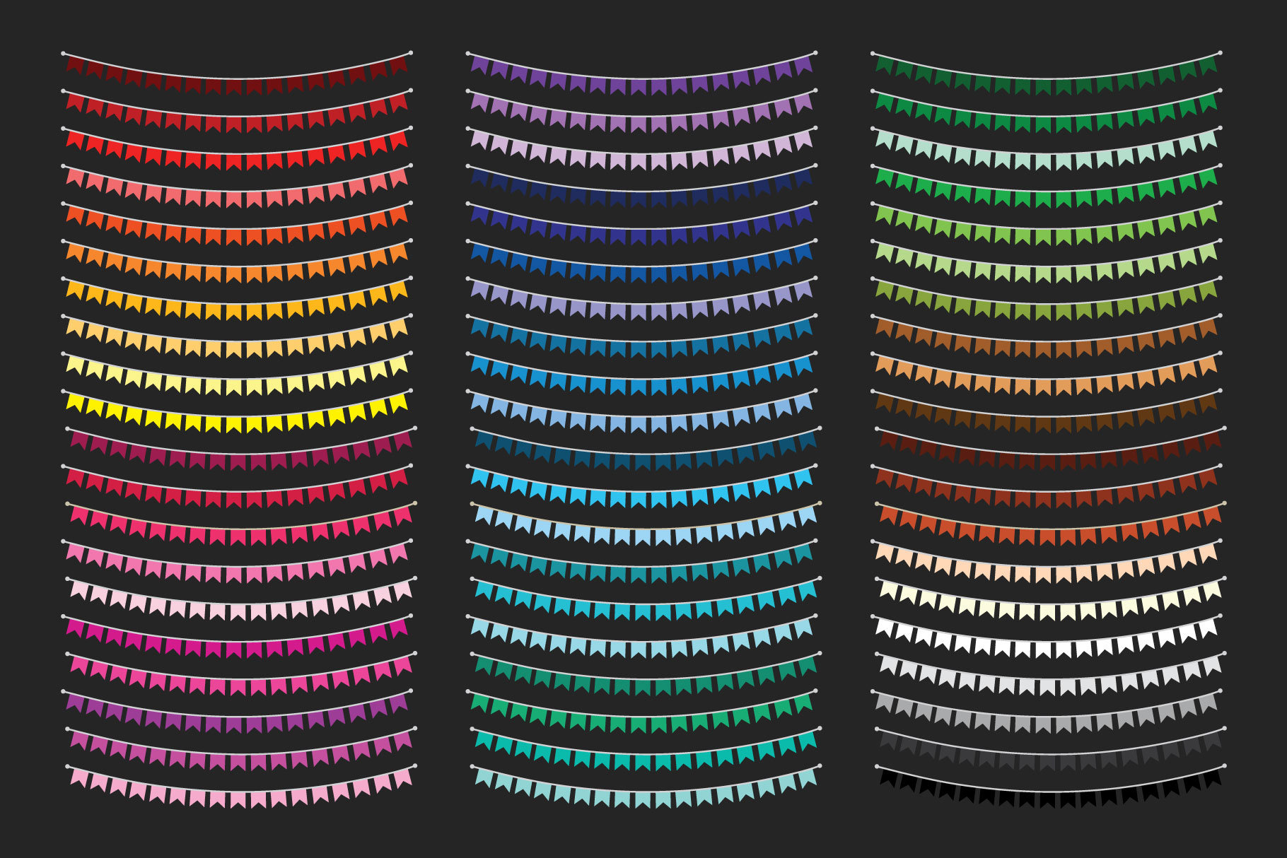 Flag Bunting Banner Clip Art Set PNG SVG VECTOR Color String | Etsy UK